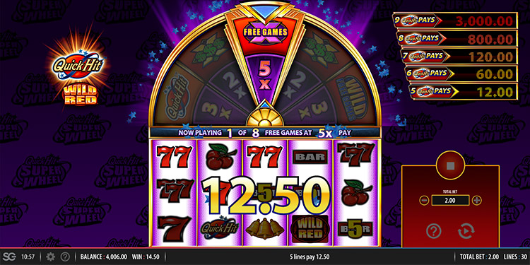 Play Quick Hit Super Wheel Wild Red Slot Machine at Slingo | Online ...